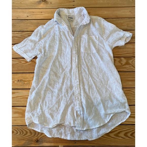 trunks | Shirts | Trunks Button Up Linen Shirt Size Medium Mens Beige ...